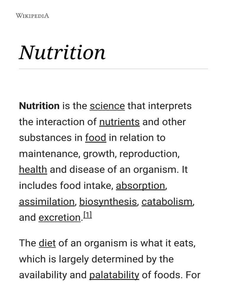 Nutrition - Wikipedia | PDF | Fat | Nutrition