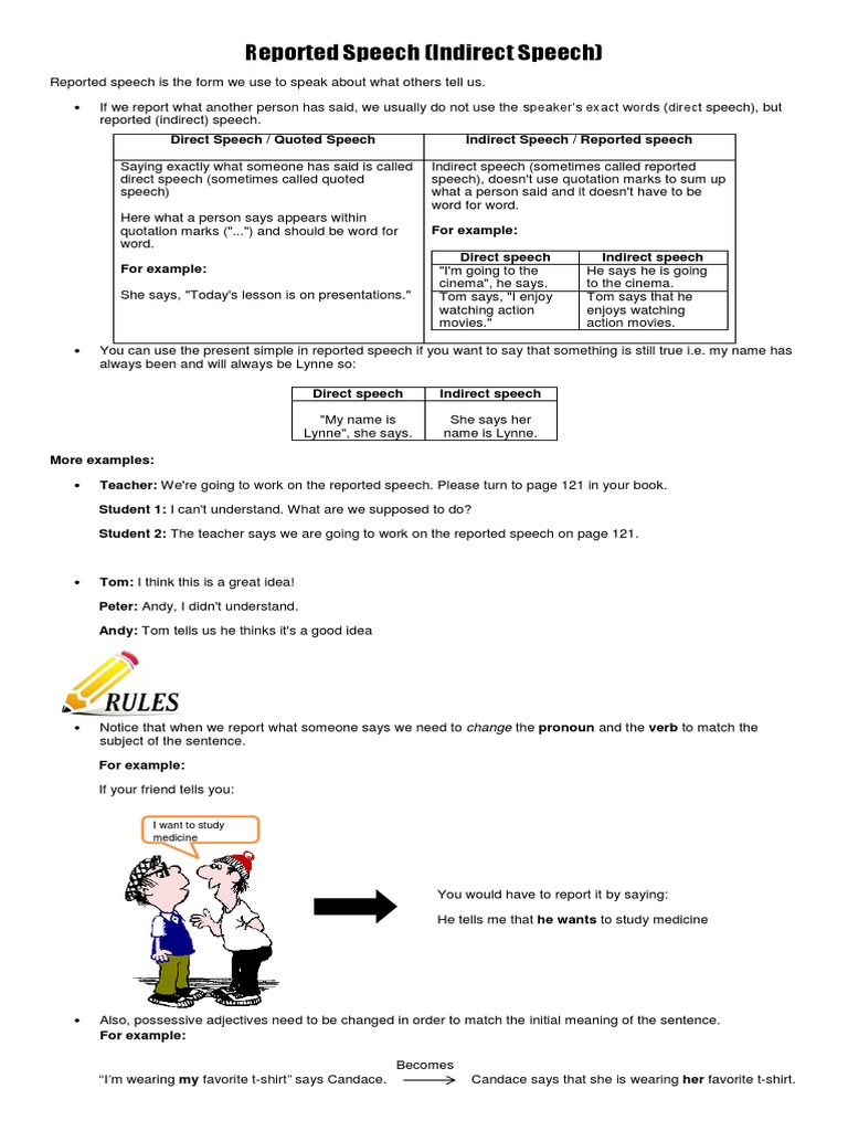 Reported Speech Explanation | PDF | Language Mechanics | Linguistic ...