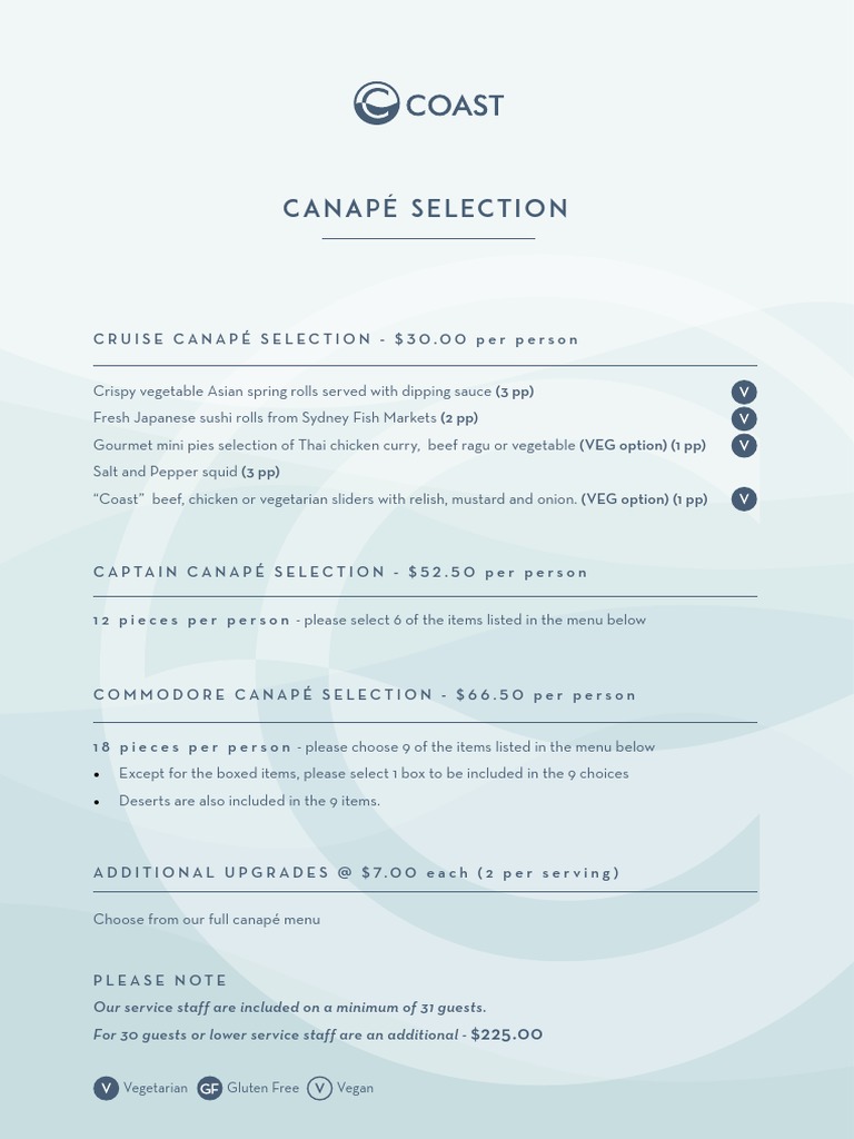 Canapes Menu 2016 | PDF | Thai Cuisine | Pesto