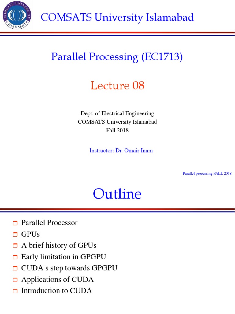 Dept. of Electrical Engineering COMSATS University Islamabad Fall 2018 ...