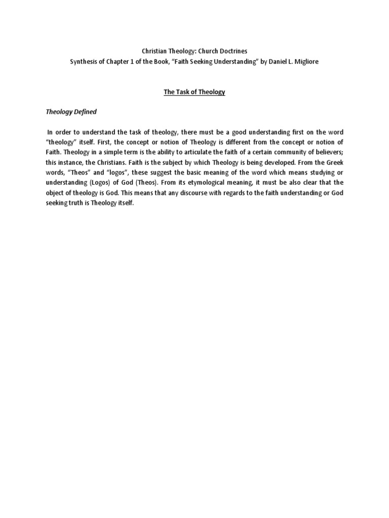Christian Theology Synthesis | PDF