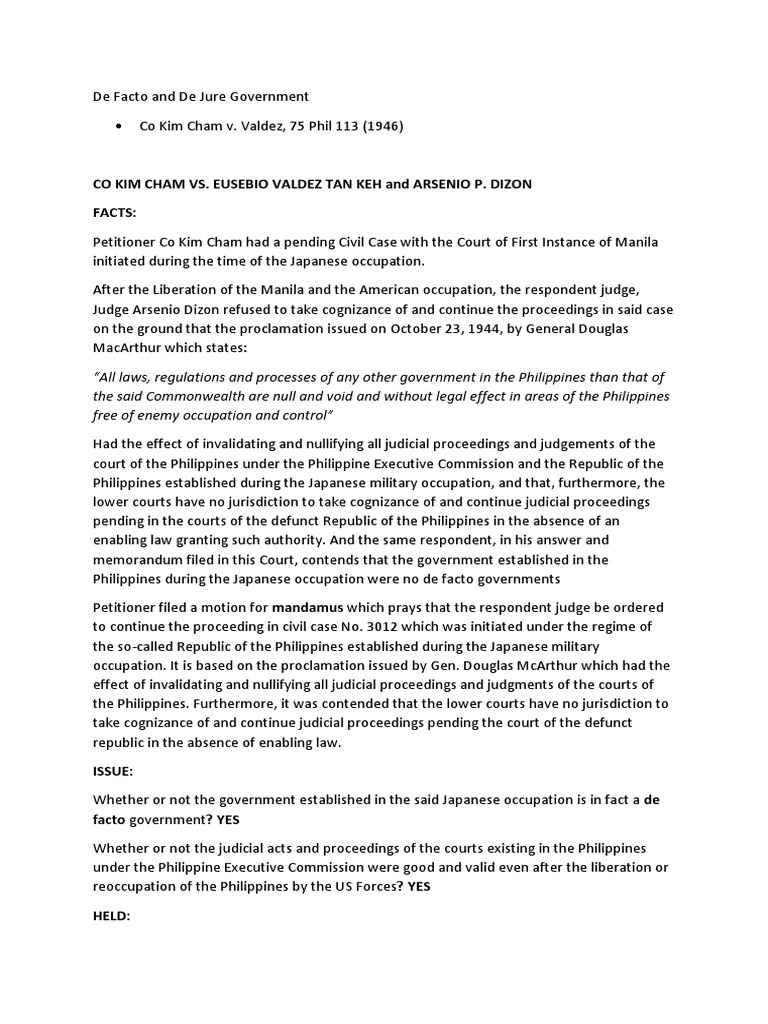 De Facto and de Jure Government and Waiver of Immunity | PDF | Treaty ...