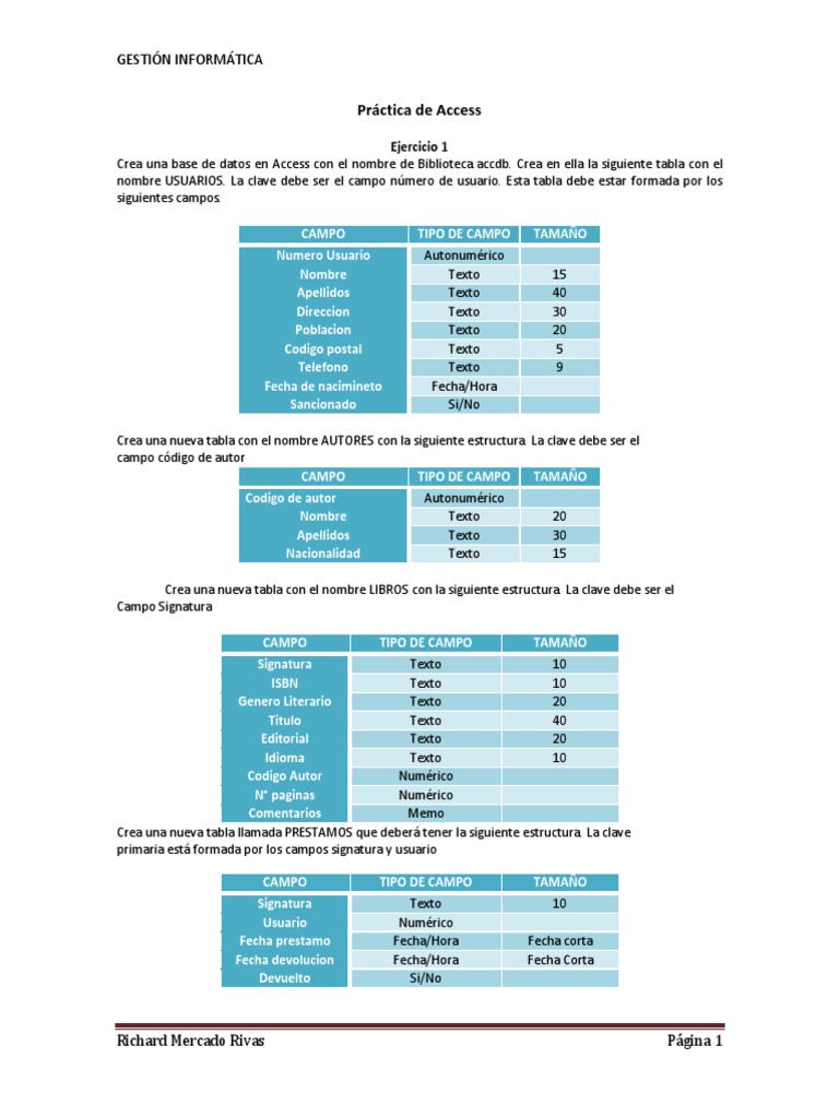 Practica de Access 2019 | PDF | Tabla (base de datos) | Bases de datos