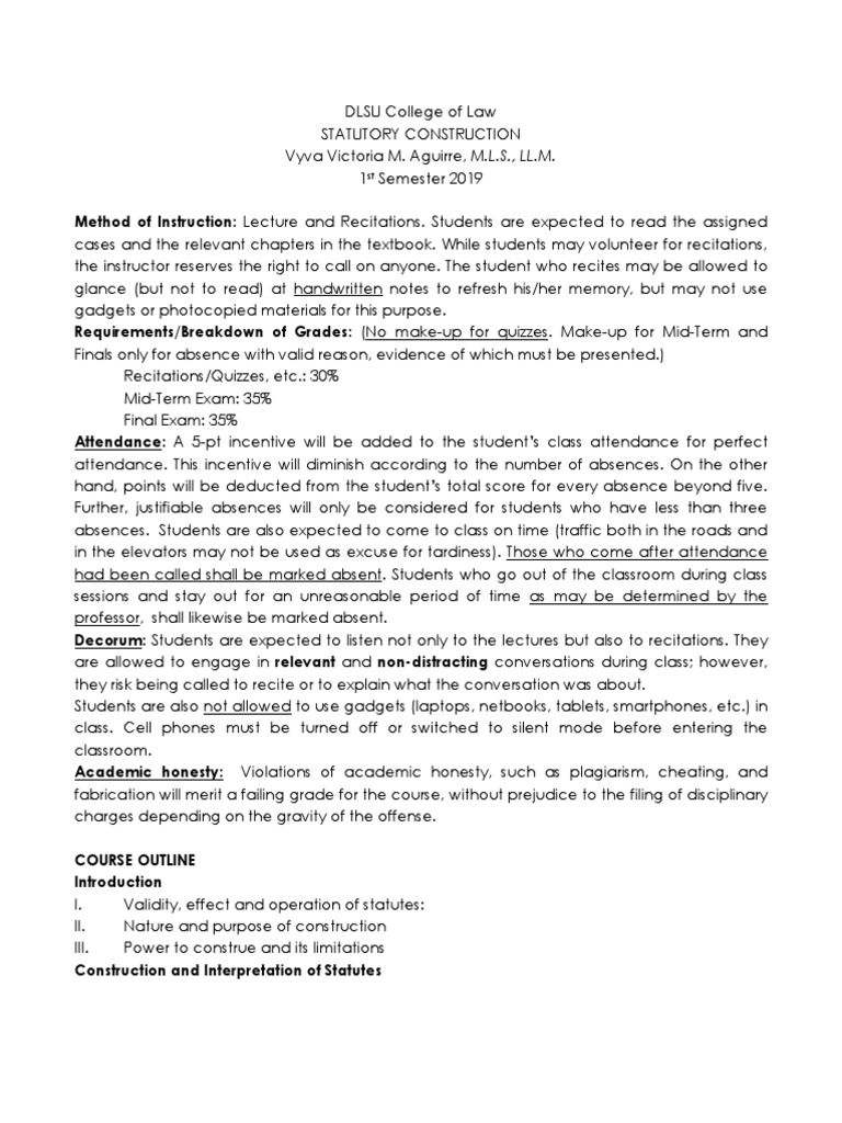 STAT CON 2019 - Outline | PDF | Academic Dishonesty | Statutory ...