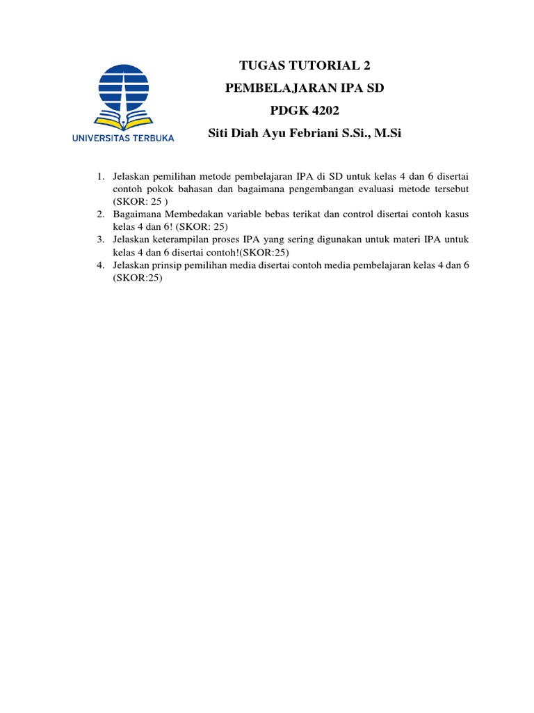 TT 2 Pembelajaran Ipa SD 2018.1 | PDF | Karier & Perkembangan