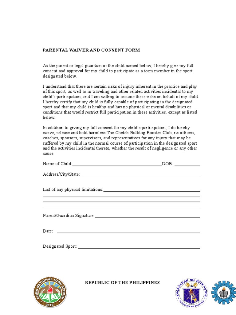 Parental Waiver and Consent Form | PDF