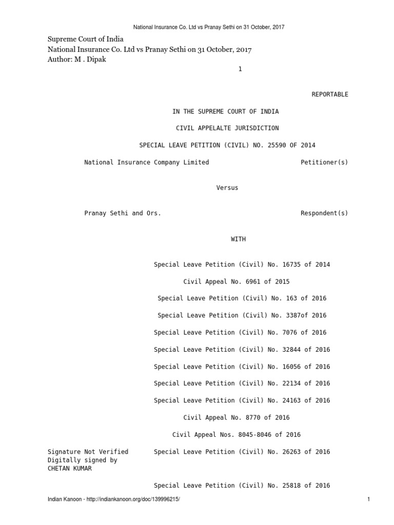 Pranay Sethi MACT Multiplier Guidelines | PDF | Precedent | Judgment (Law)