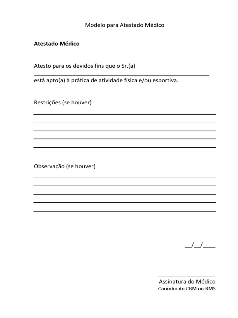 Modelo De Atestado Médico Word – QPXPR