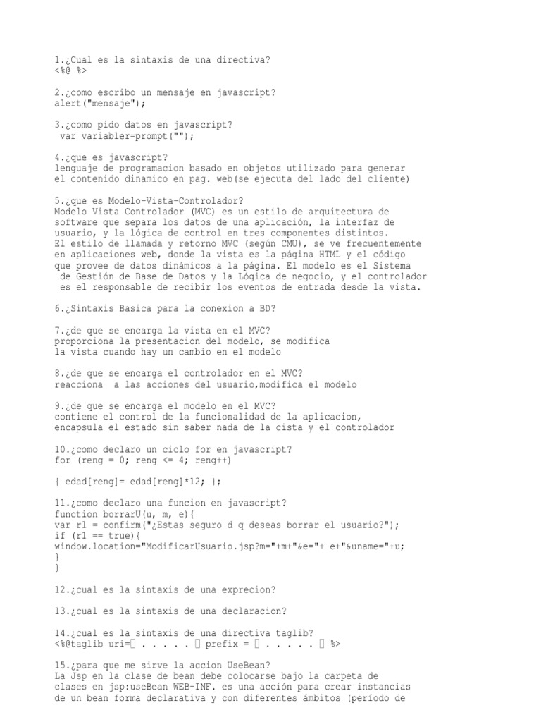 Guia de Examen | PDF | Modelo – Vista – Controlador | Script Java