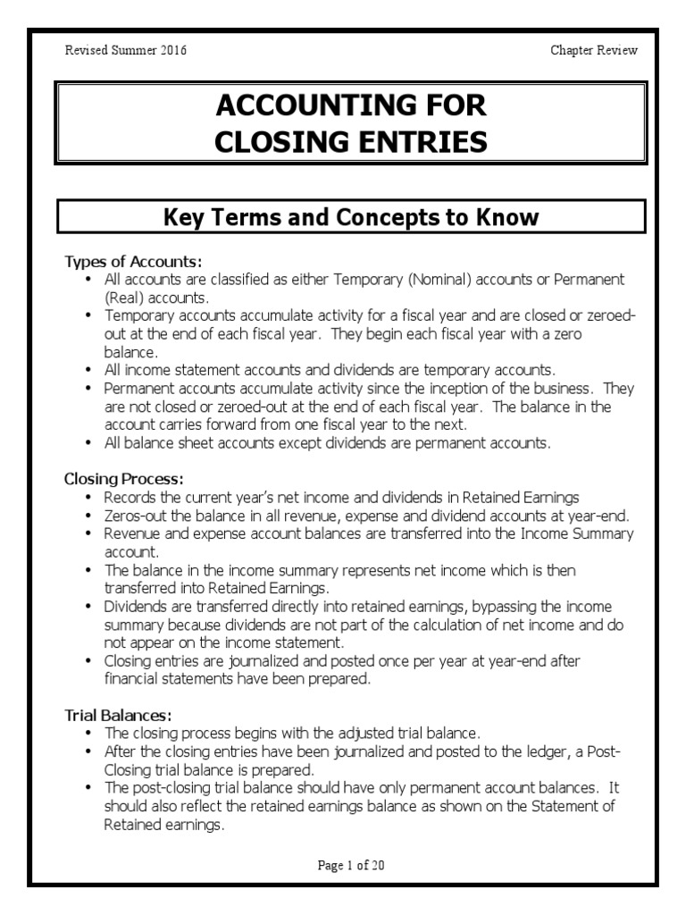 Closing Ents | PDF | Retained Earnings | Debits And Credits