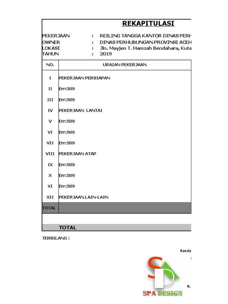 RAB Pekerjaan Railing Tangga 2019 | PDF