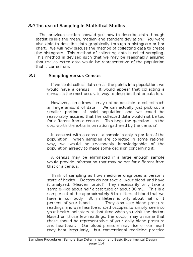 Sampling in Statistics | PDF | Sampling (Statistics) | Experiment