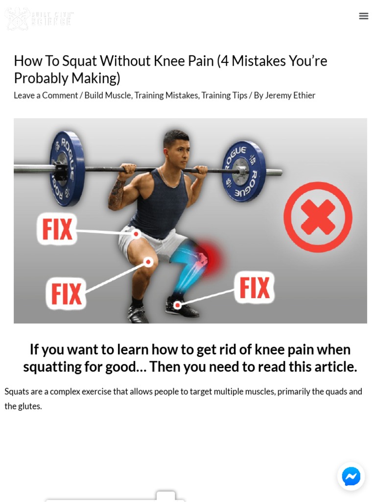 How To Avoid Knee Pain When Squatting - 4 Squat Mistakes You'Re Making ...