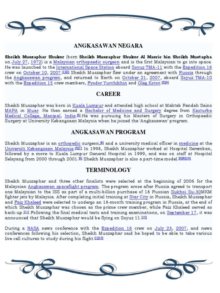 Angkasawan Negara | PDF | Human Spaceflight | Outer Space
