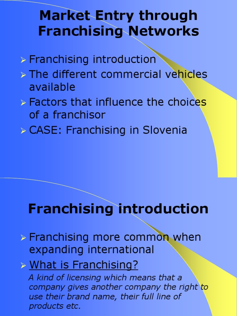 Market Entry Through Franchising Networks | PDF | Franchising ...