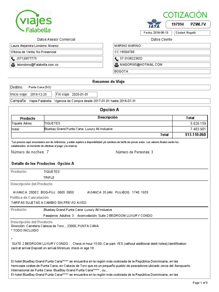 Cotizacion | PDF | Agencia de viajes | Turismo