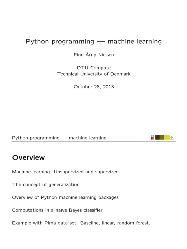 Python Programming - Machine Learning: Finn Arup Nielsen | PDF ...
