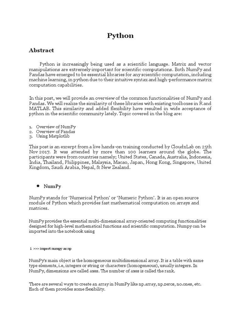 Python Abstract | Download Free PDF | Array Data Type | Computer ...