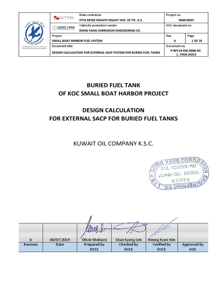 Buried Fuel Tank of Koc Small Boat Harbor Project Design Calculation ...