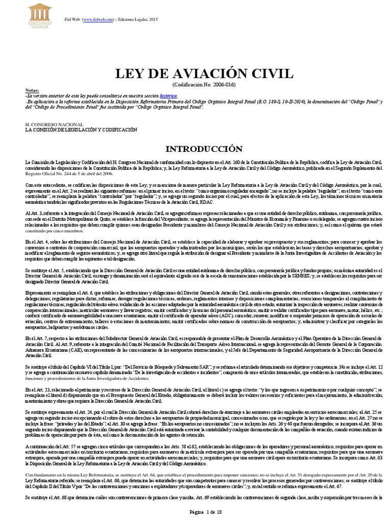 Ley de Aviacion Civil | PDF | Aeropuerto | Aeronave