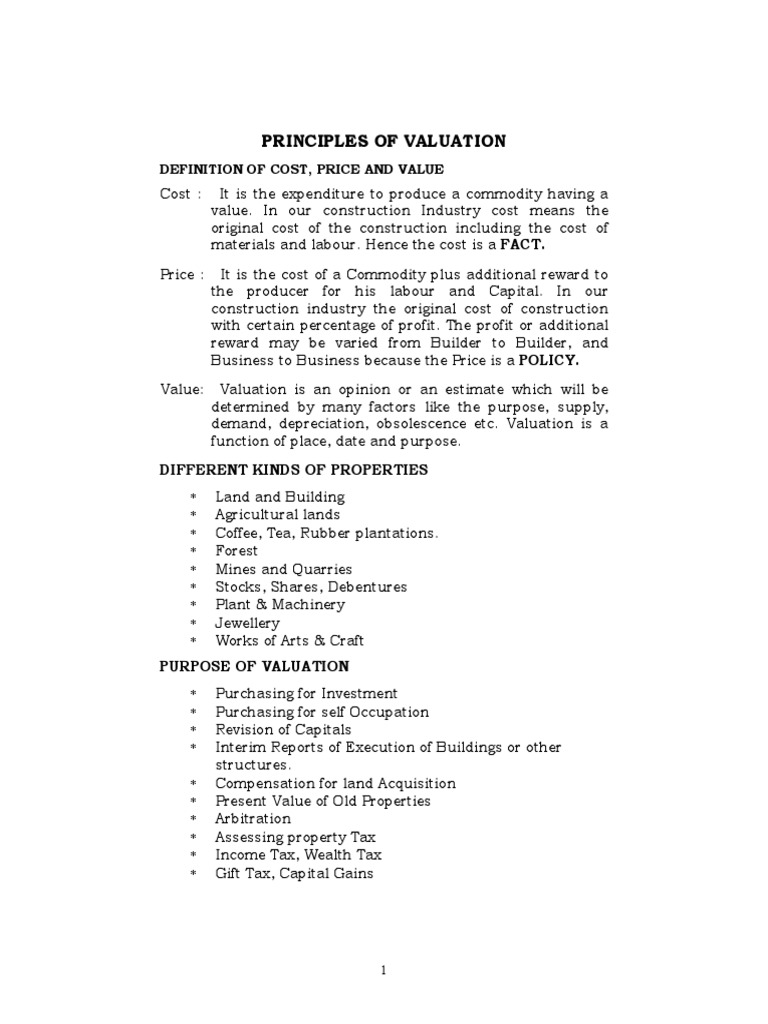 Principle of Valuation | PDF | Real Estate Appraisal | Depreciation