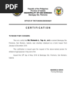 RSBSA Barangay Certificate | PDF