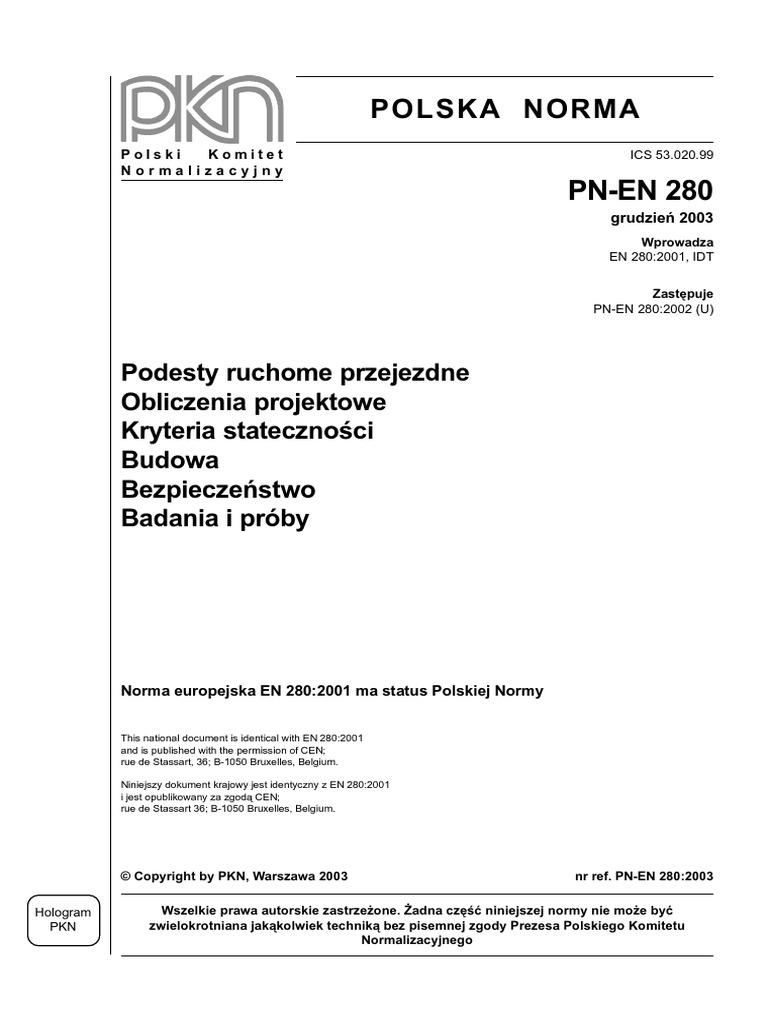 En 280 Podesty Ruchome Przejezdne | PDF