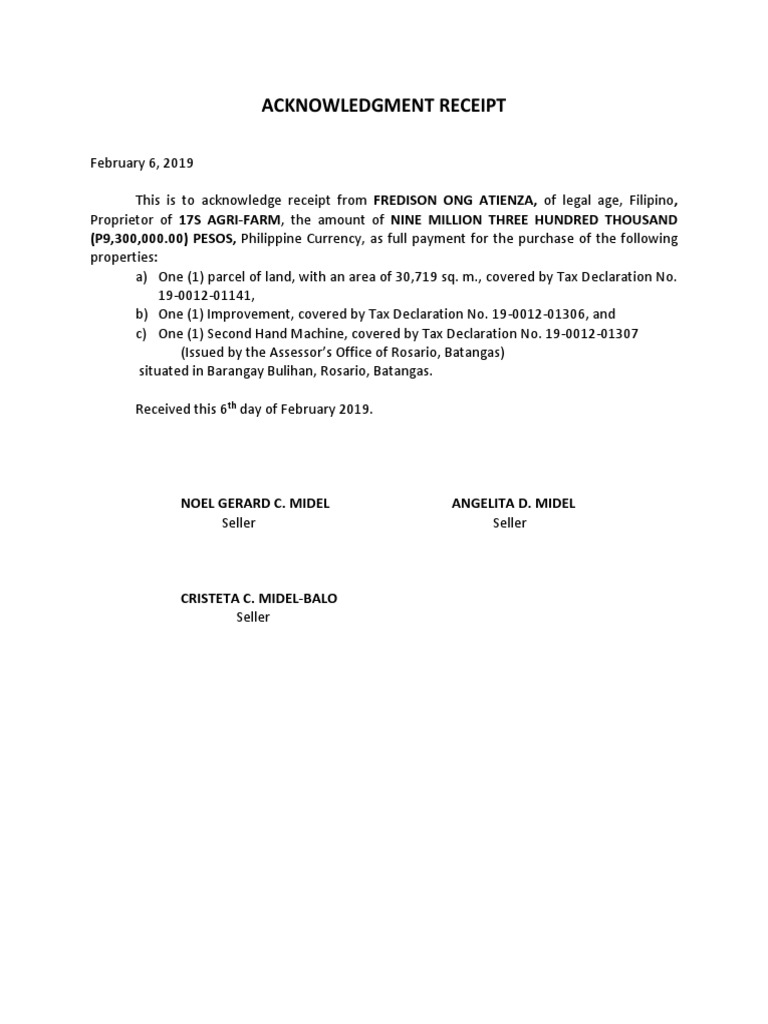 Acknowledgment Receipt - Midel | PDF | Receipt | Philippines