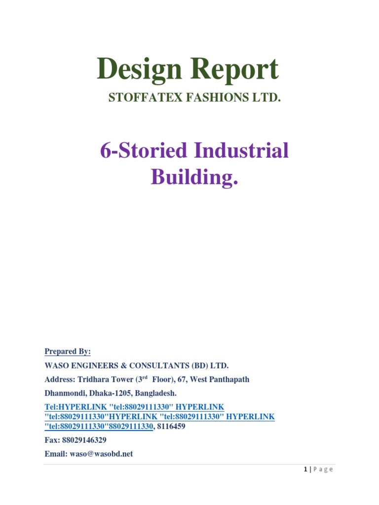 DESIGN REPORT (6-Storied Industrial Building) | Download Free PDF ...