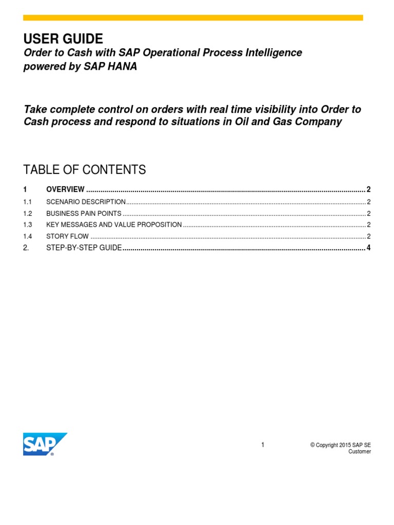 User Guide: Order To Cash With SAP Operational Process Intelligence ...