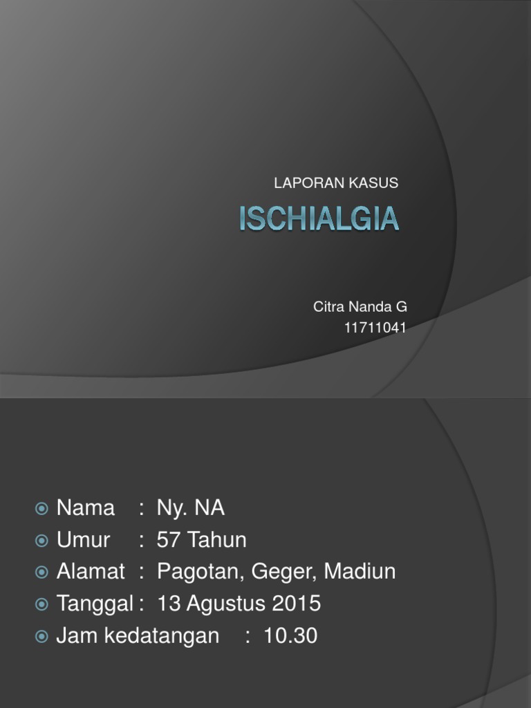 Ischialgia: Diagnosis dan Terapi Nyeri Punggung | PDF