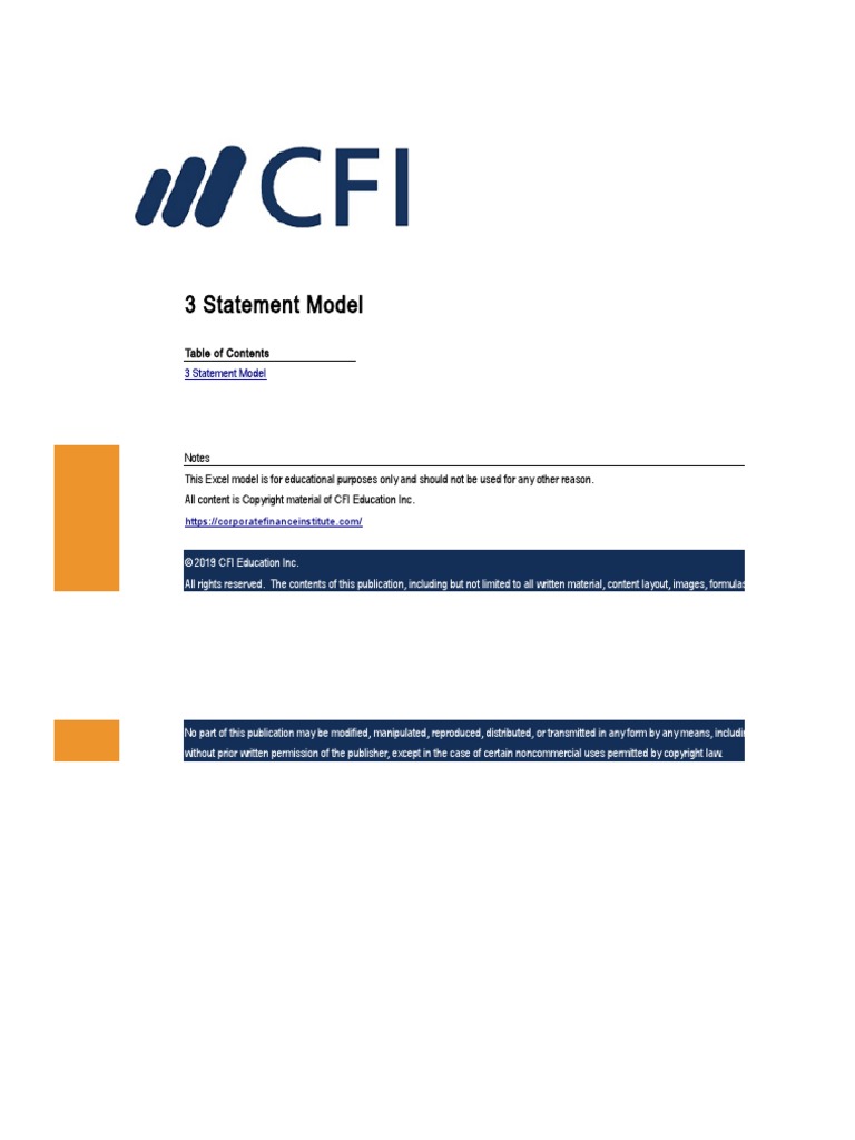 CFI 3 Statement Model Complete | PDF | Balance Sheet | Financial Accounting