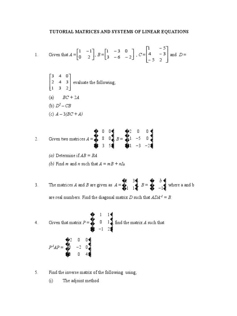 Tutorial Matrices | PDF | Matrix (Mathematics) | Linear Algebra Tutorial Matrices | PDF | Matrix (Mathematics) | Linear Algebra