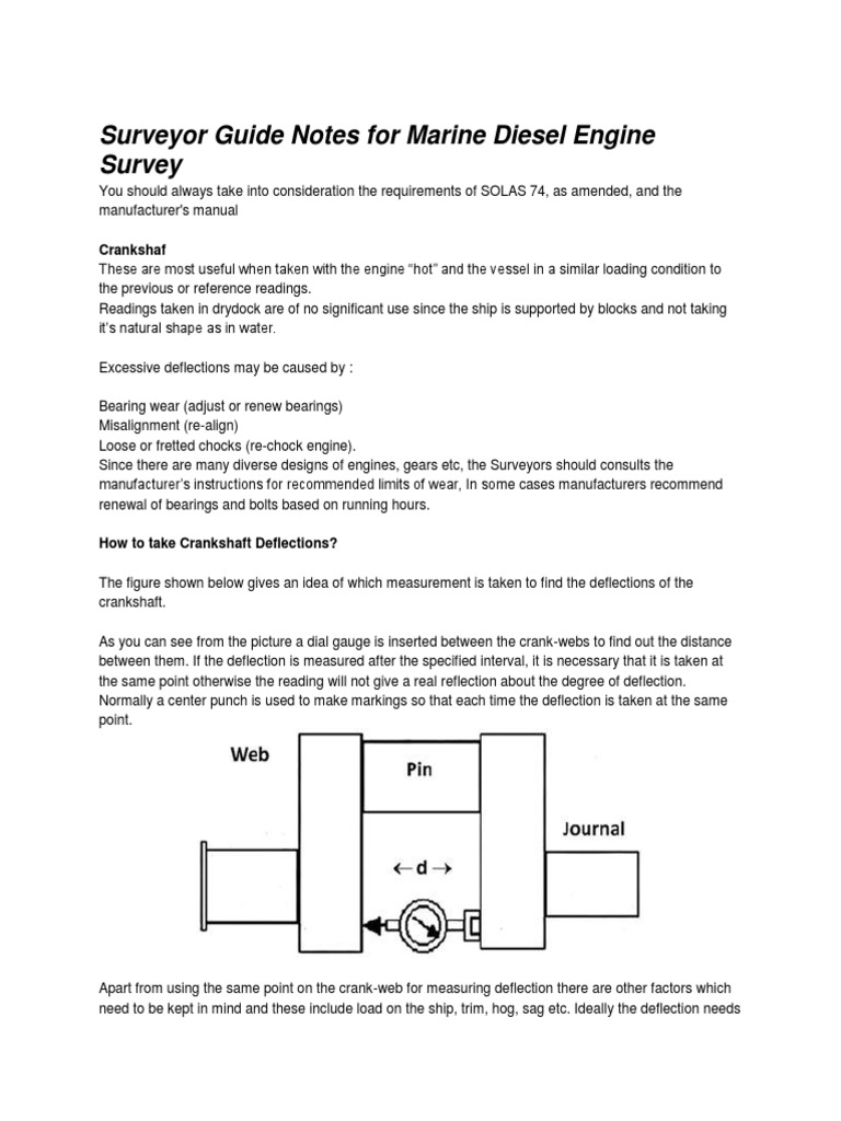 Surveyor Guide Notes For Marine Diesel Engine Survey: Crankshaf | PDF ...