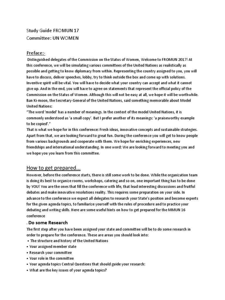 Study Guide MUN UN WOMEN | PDF | Hijab | Women In Islam