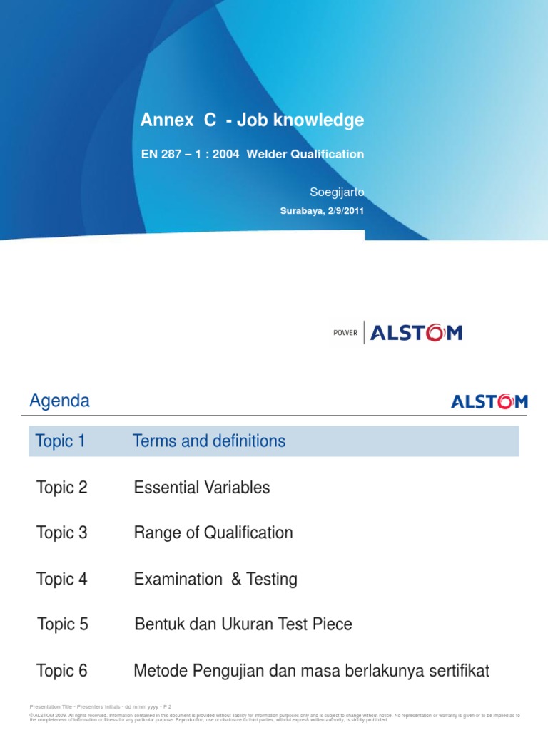 Annex C - Job Knowledge: EN 287 - 1: 2004 Welder Qualification | PDF ...