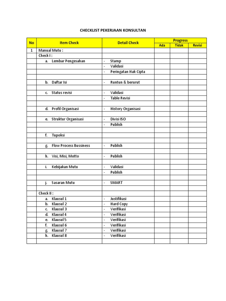 Daftar Ceklist Konsultan | PDF