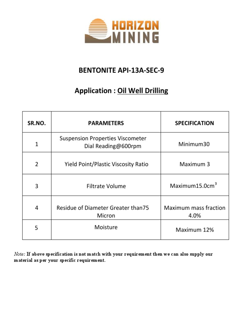 Bentonite Api 13a Section 9 PDF | PDF