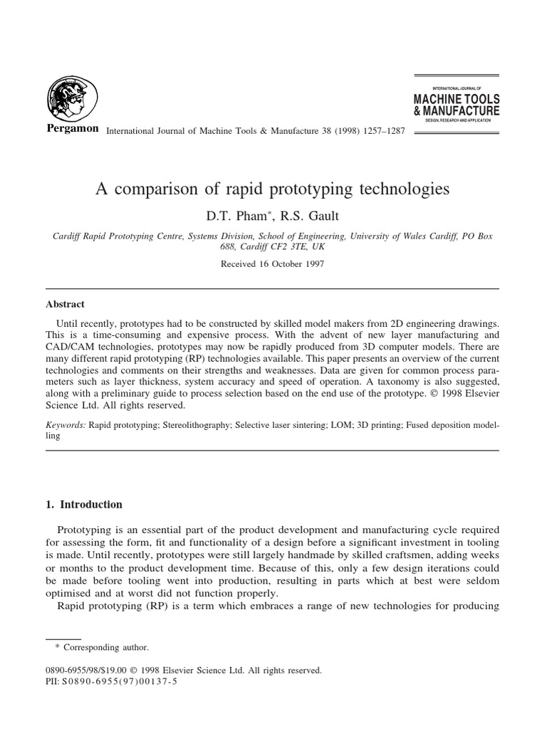 Comparison of RP Techniques PDF | PDF | Sintering | Casting (Metalworking)