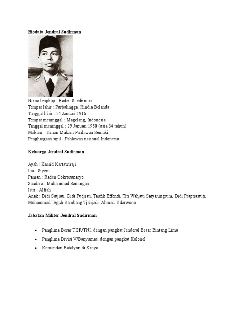 Biodata Jendral Sudirman | PDF