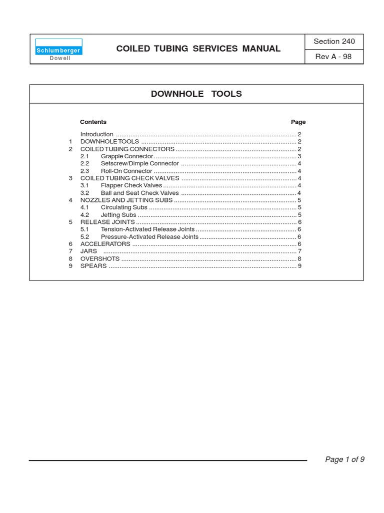Coiled Tubing Down Hole Tools | PDF | Nozzle | Valve