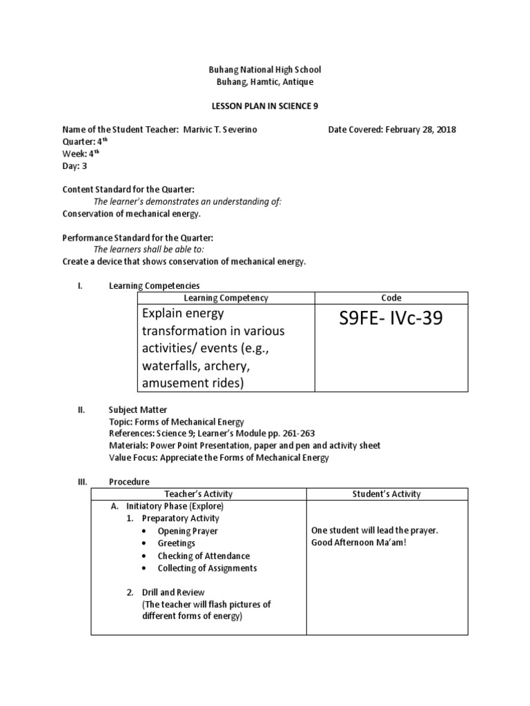 DLP Science 9 | PDF | Friction | Kinetic Energy