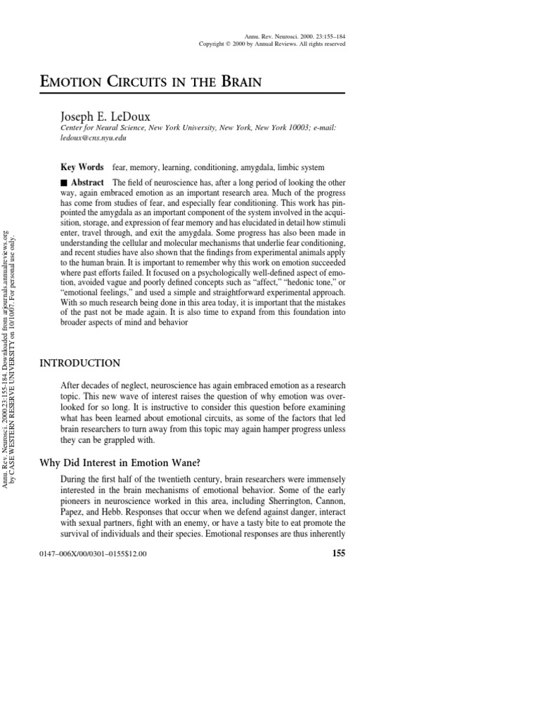 Circuits of Emotion | PDF | Classical Conditioning | Limbic System