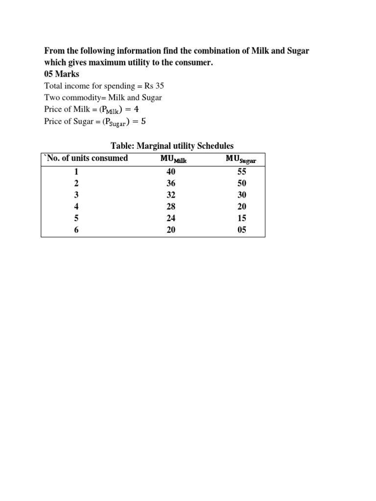 Cardinal Utility Example | PDF