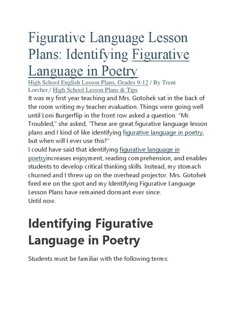 Figurative Language Lesson Plans | PDF | Poetry