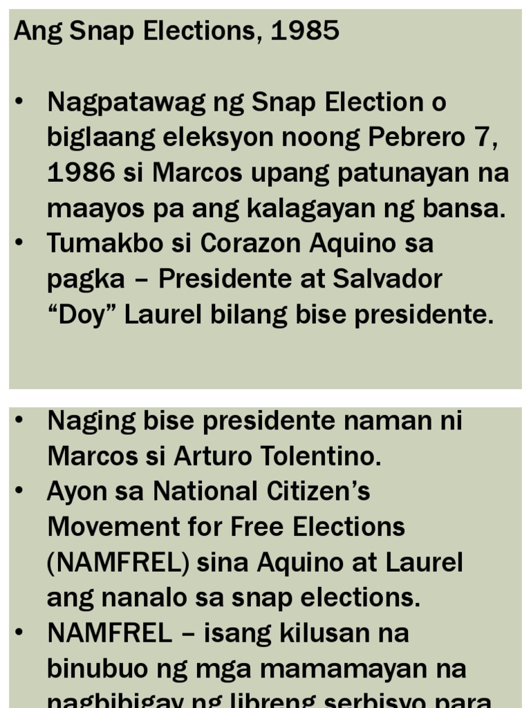Snap Election and Simula NG EDSA People Power 1 | PDF