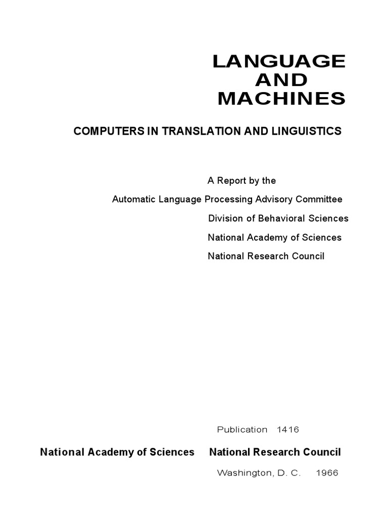 ALPAC Report - Language and Machines | PDF | Translations | Linguistics