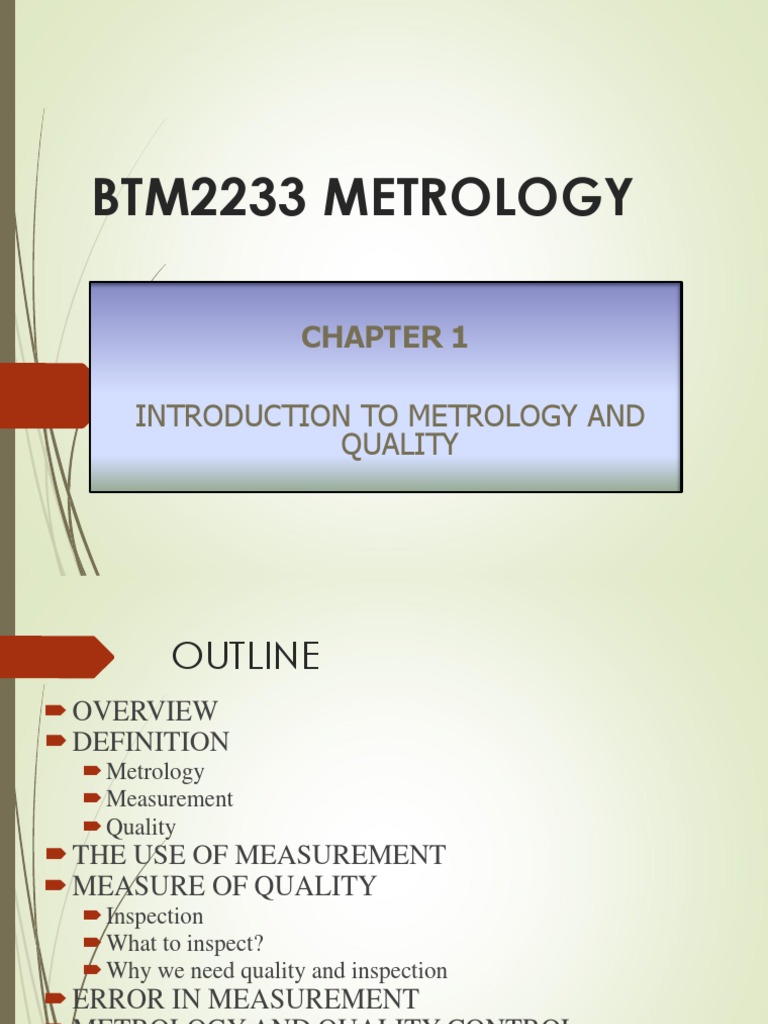 Introduction to Metrology and Quality Measurement | PDF | Measurement | Metrology