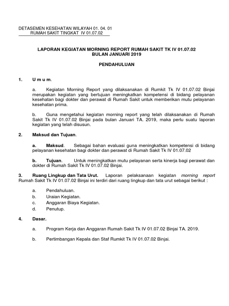 Laporan Morning Report | PDF
