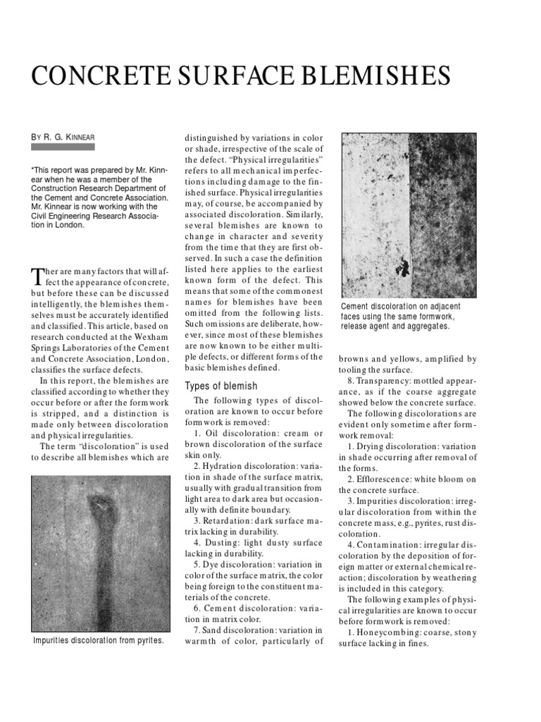 Concrete Surface Blemishes | PDF | Concrete | Materials